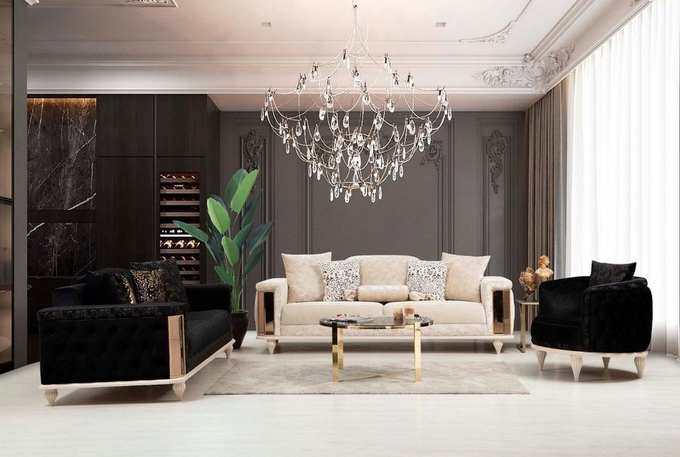 Jvmoebel Sofa Luxus Sofagarnitur Couch Sofa Polster Möbel Set 3tlg Set