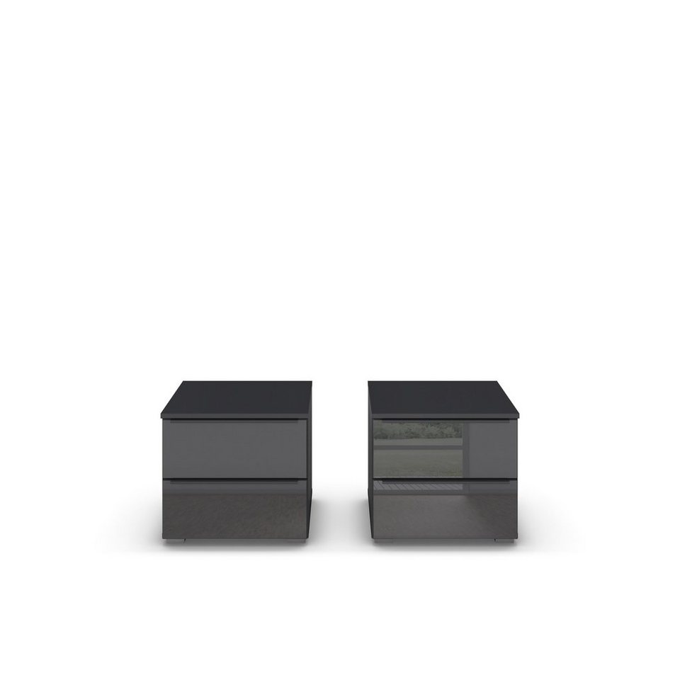 Freiraum Nachtkommode Modesty 2er Set In Glas Basalt Mit 2