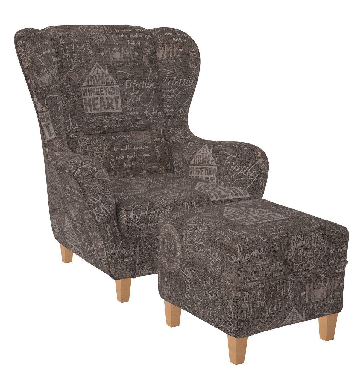 Supellex Ohrensessel Supellex Sofia Ohrensessel mit Hocker Design ...