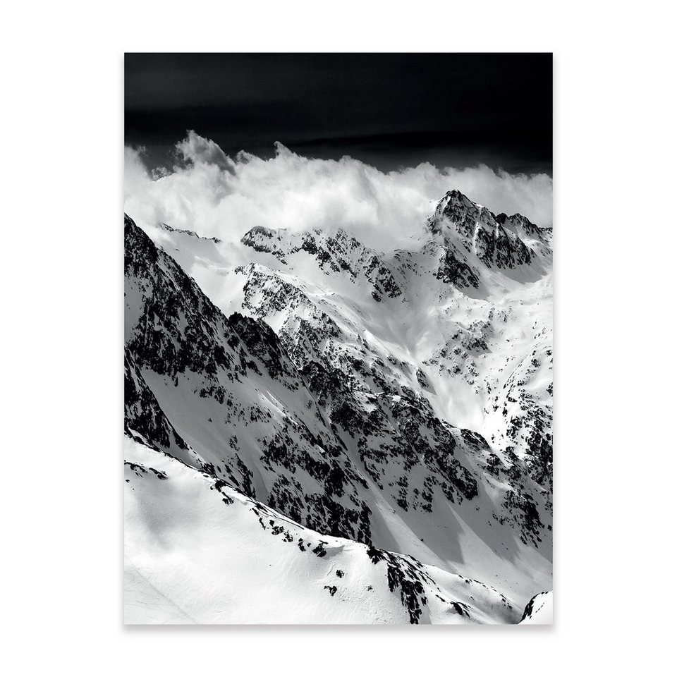Wallarena Poster Schwarz Weiß Berge Wohnzimmer Schlafzimmer Kunstdruck