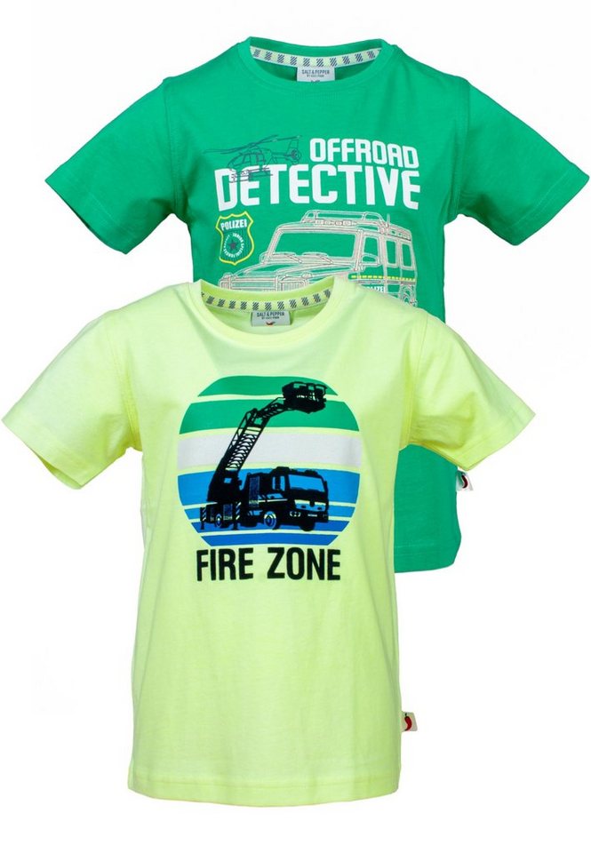 Salt And Pepper T Shirt Feuerwehr 2 Tlg Mit Flock Und Glowprint