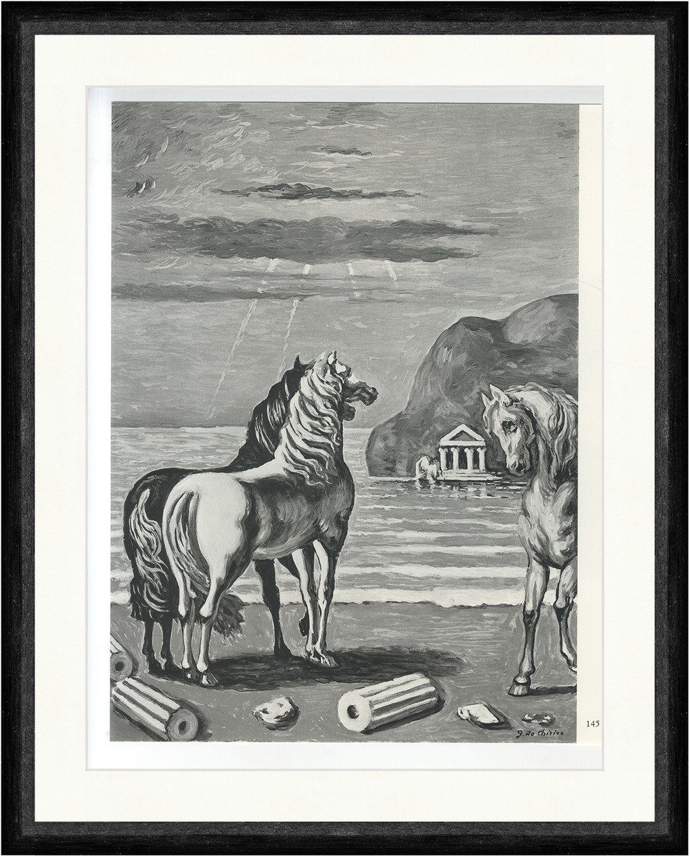 Kunstdruck Antike Pferde II Giorgio De Chirico Surrealismus Strand Faks_Plakatwel, (1 St)