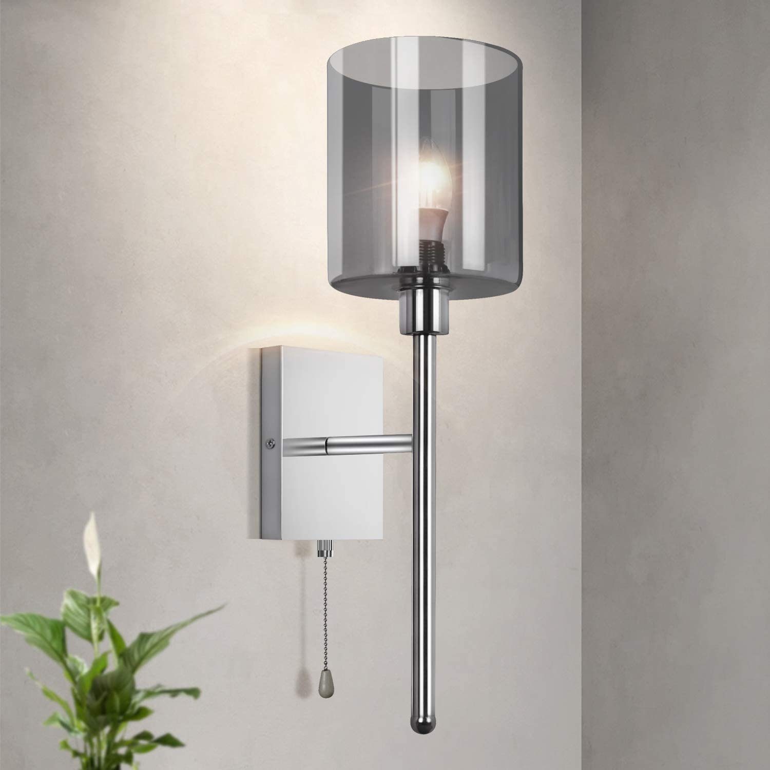 Zmh Wandleuchte Wandlampe Aus Glas Und Eisen 1 X E27 Fassung Max 60