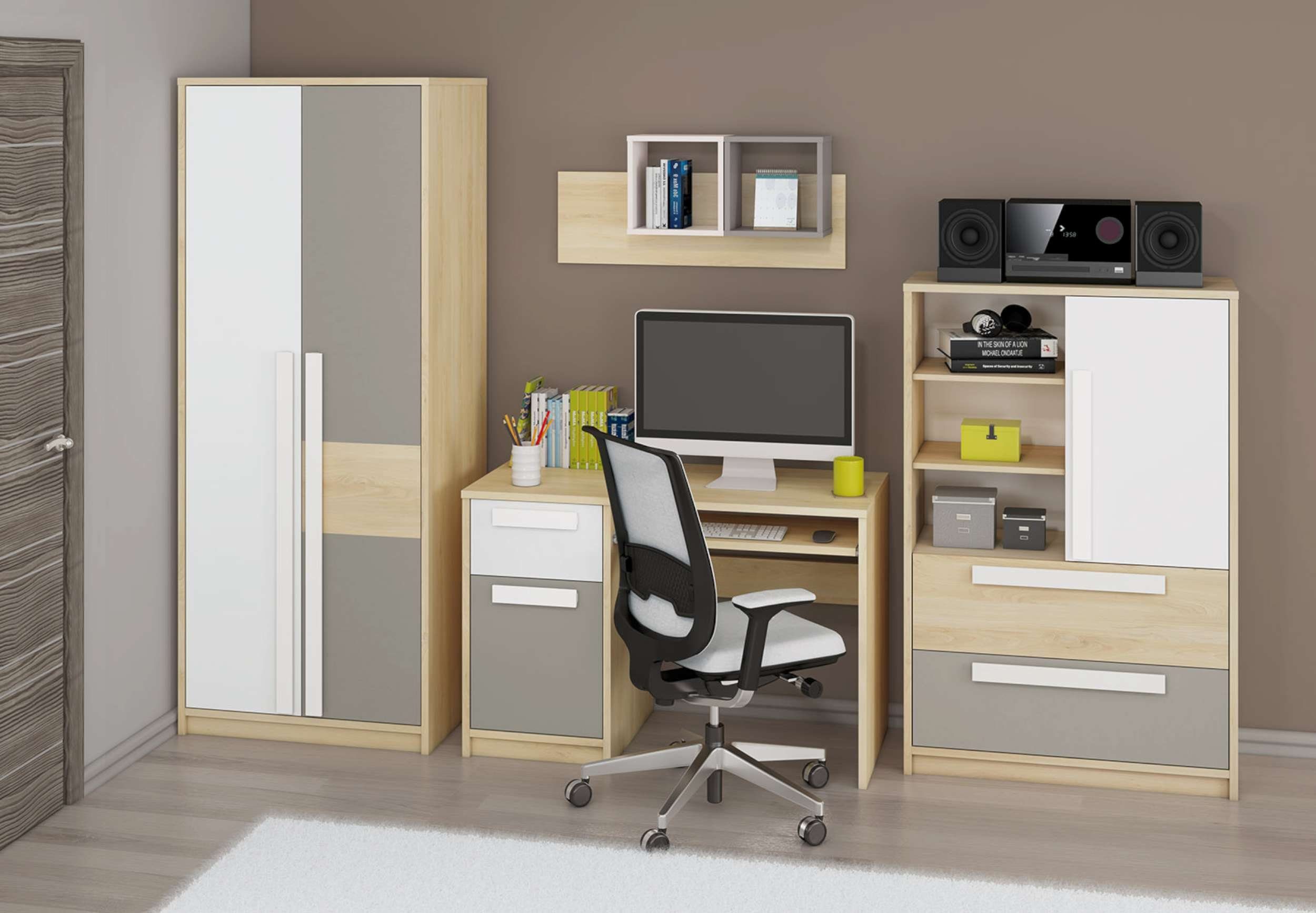 Stylefy Jugendzimmer Set Dorli Iii Buche Fjord Weiß Grau