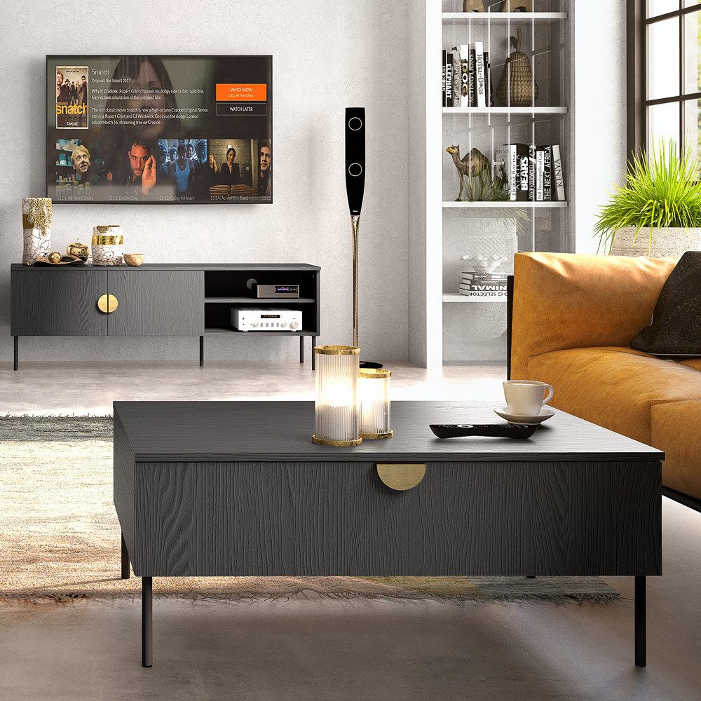 Lomadox Wohnwand Molong 166 2 St Vitrine Lowboard Couchtisch