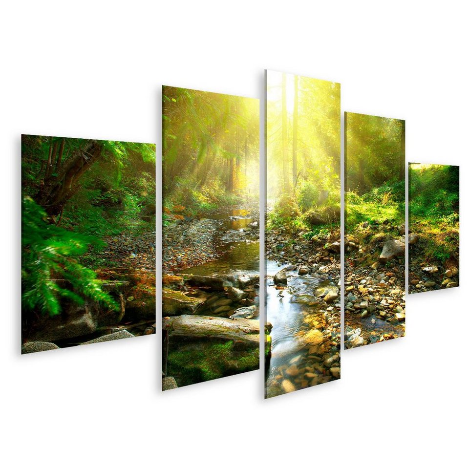 Islandburner Leinwandbild Bild Auf Leinwand Berg Fluss Mittlerer Grüner