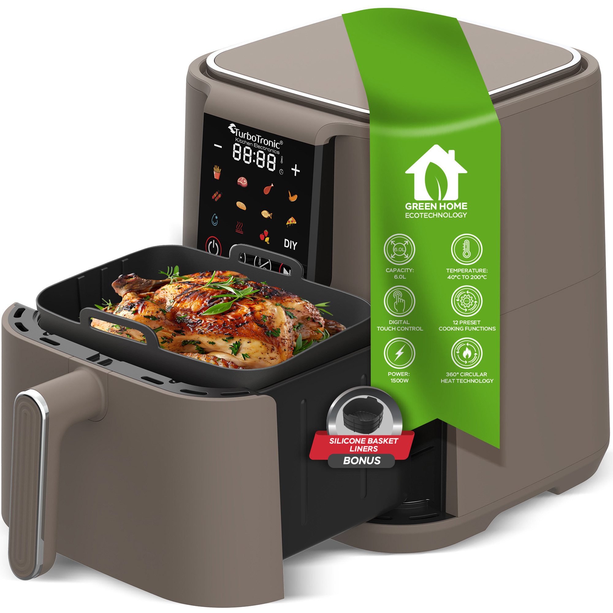 Turbotronic By Z Line Heißluftfritteuse Mit Silikoneinlage 6l 06kg