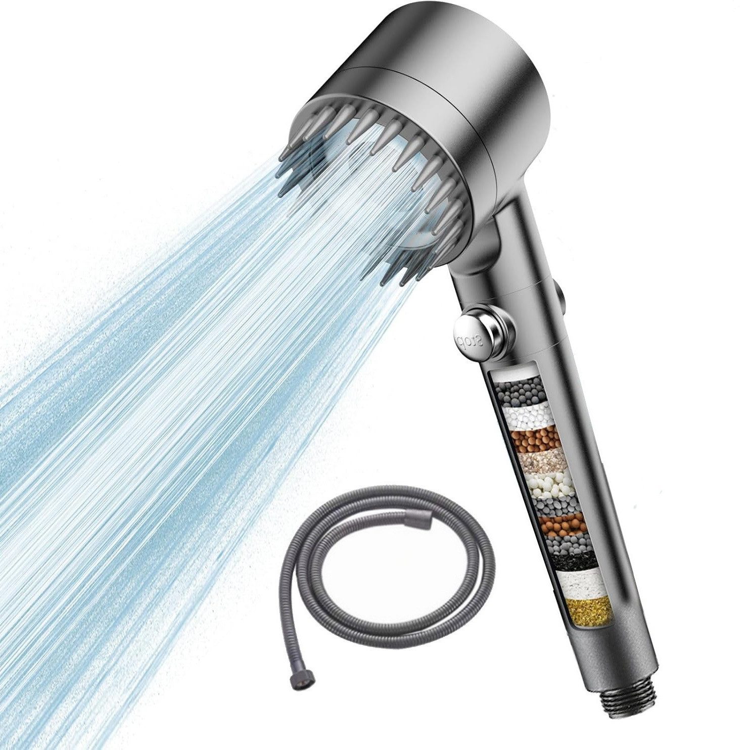 Novzep Handbrause Duschkopf mit Filter & Hochdruck, Handbrause mit 15-Schicht-Filtration, (1-tlg ...