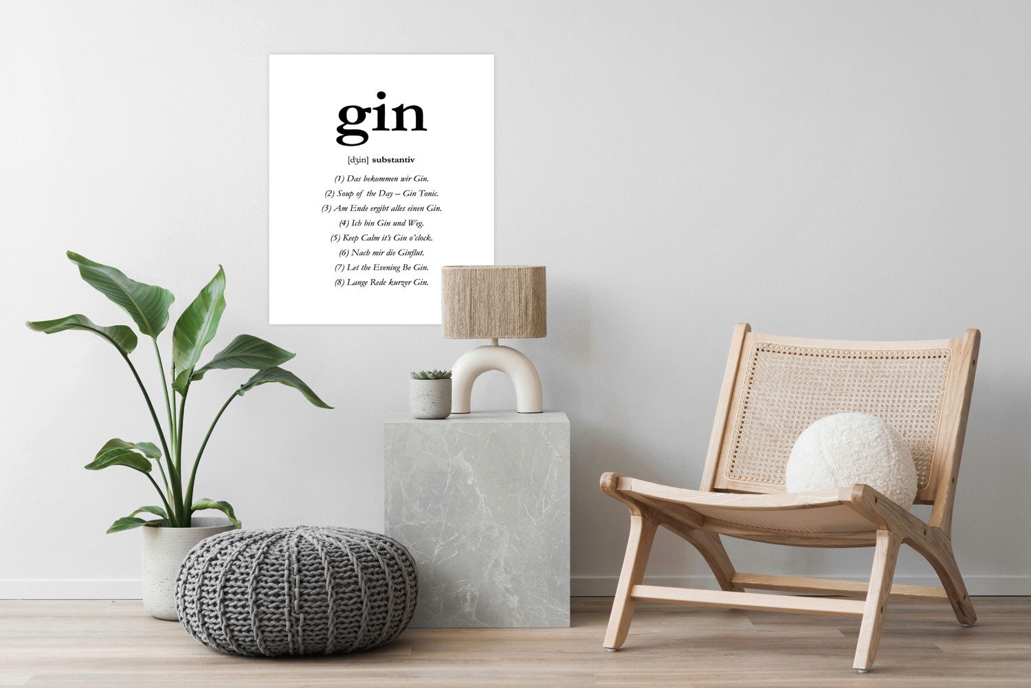 queence Bild mit Rahmen oder Poster, Gin, Schriftzug, Schwarz-Weiß, Sprüche & Texte (1 St)