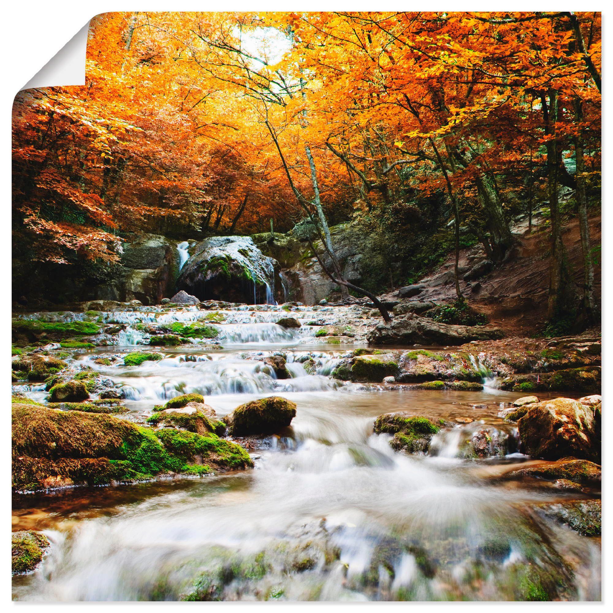 Artland Wandbild Herbstlicher Wasserfall, Gewässer (1 St), als Poster, Wandaufkleber in ...