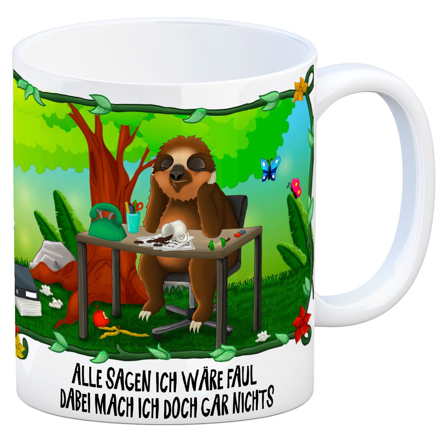 Speecheese Tasse Kaffeebecher Mit Faultier Am Schreibtisch Motiv Und