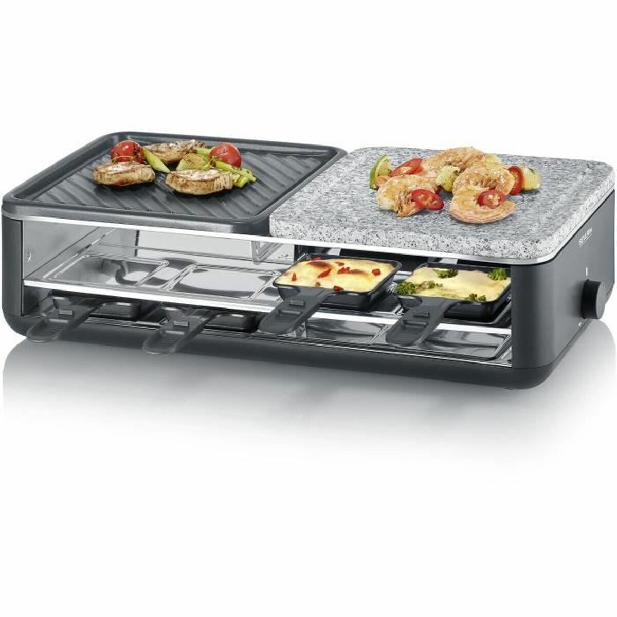 Severin Raclette und Fondue-Set Grillplatte Severin RG2366 Schwarz 1300 W