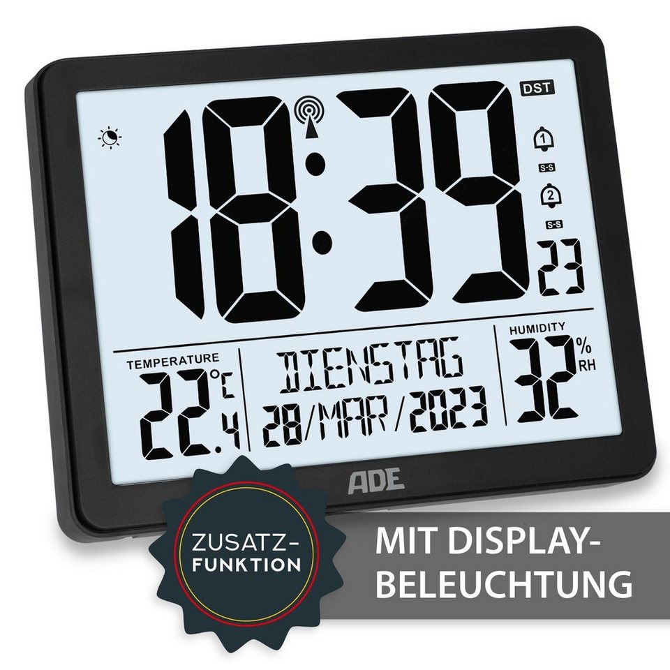 Ade Funktischuhr Digitale Tischuhr Wecker Mit Thermometer Und