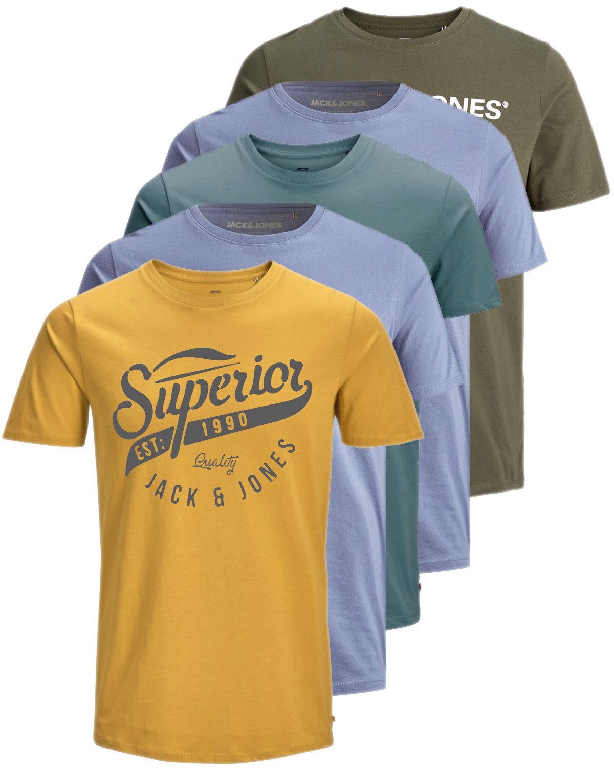 Jack & Jones Print-Shirt (Spar Set, 5er-Pack) T-Shirts mit Aufdruck aus ...