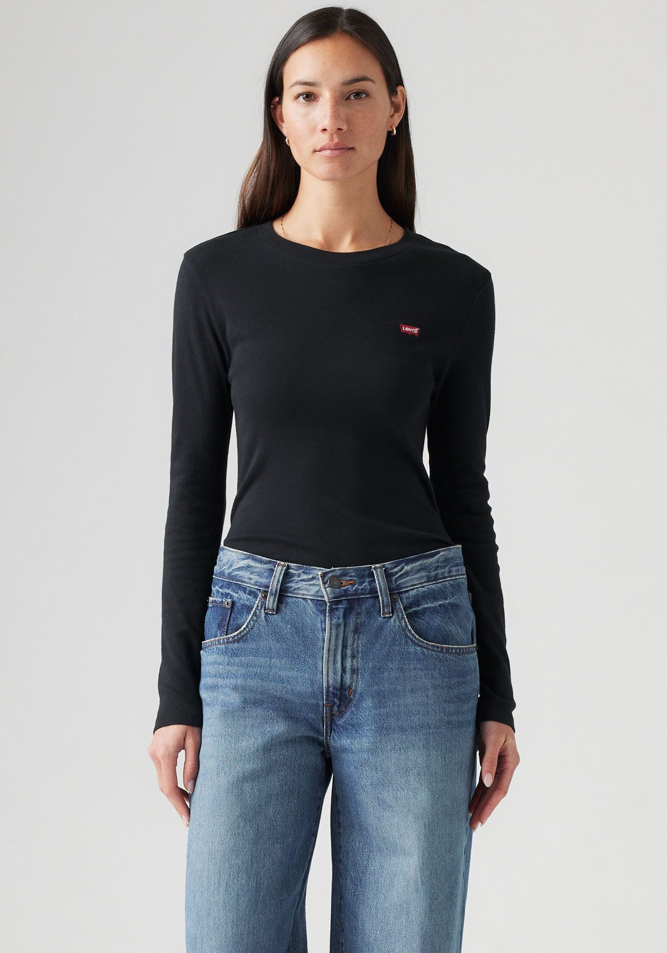 Levi's® Langarmshirt ESSENTIAL HM LS TEE mit Logo Stickerei