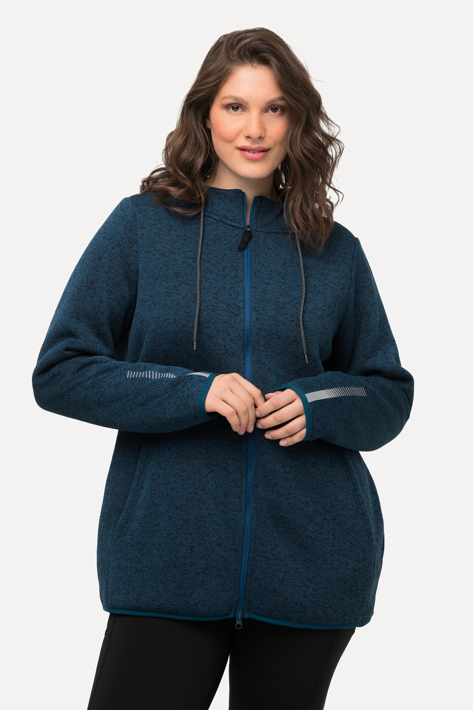 Ulla Popken Sweatjacke Strickfleece Jacke Teddyfleece 2 Wege Zipper