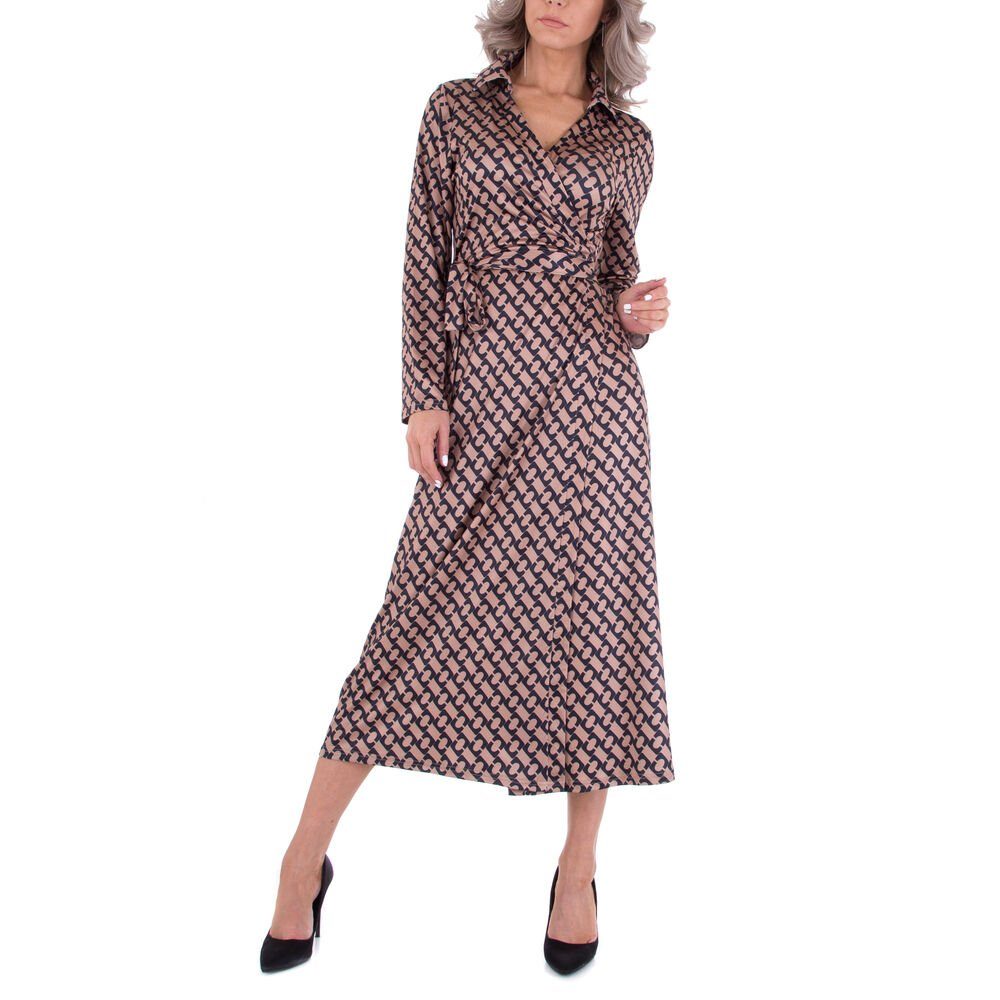Ital Design Sommerkleid Damen Freizeit Wickel Sommerkleid In Braun