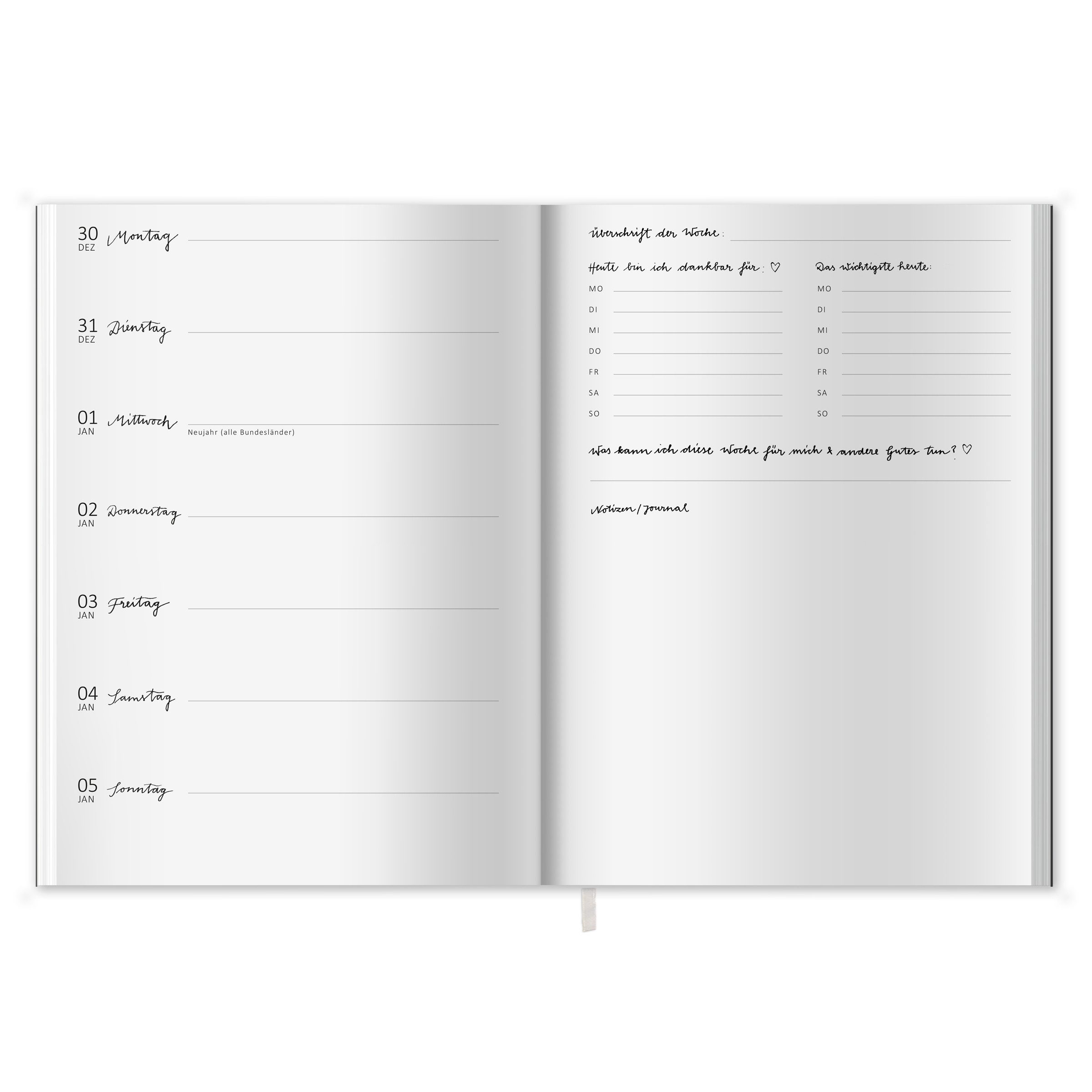 Eine der Guten Verlag Terminkalender Terminplaner 2025 - A5, schwarz, 1 ...