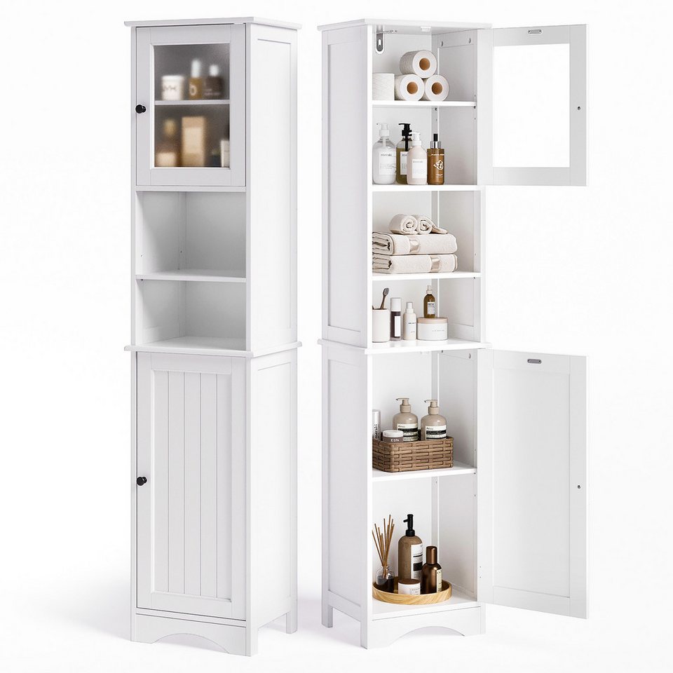 Bealife Hochschrank Badezimmerschrank Badschrank Mit 3 Fächern Und 2