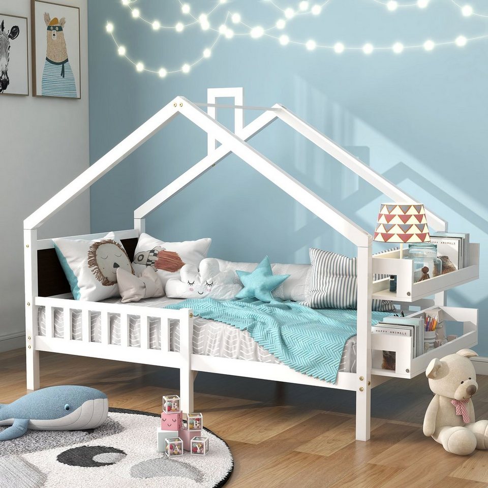 Flieks Kinderbett Hausbett Einzelbett Mit Tafel Kiefernholzbett 200x90cm