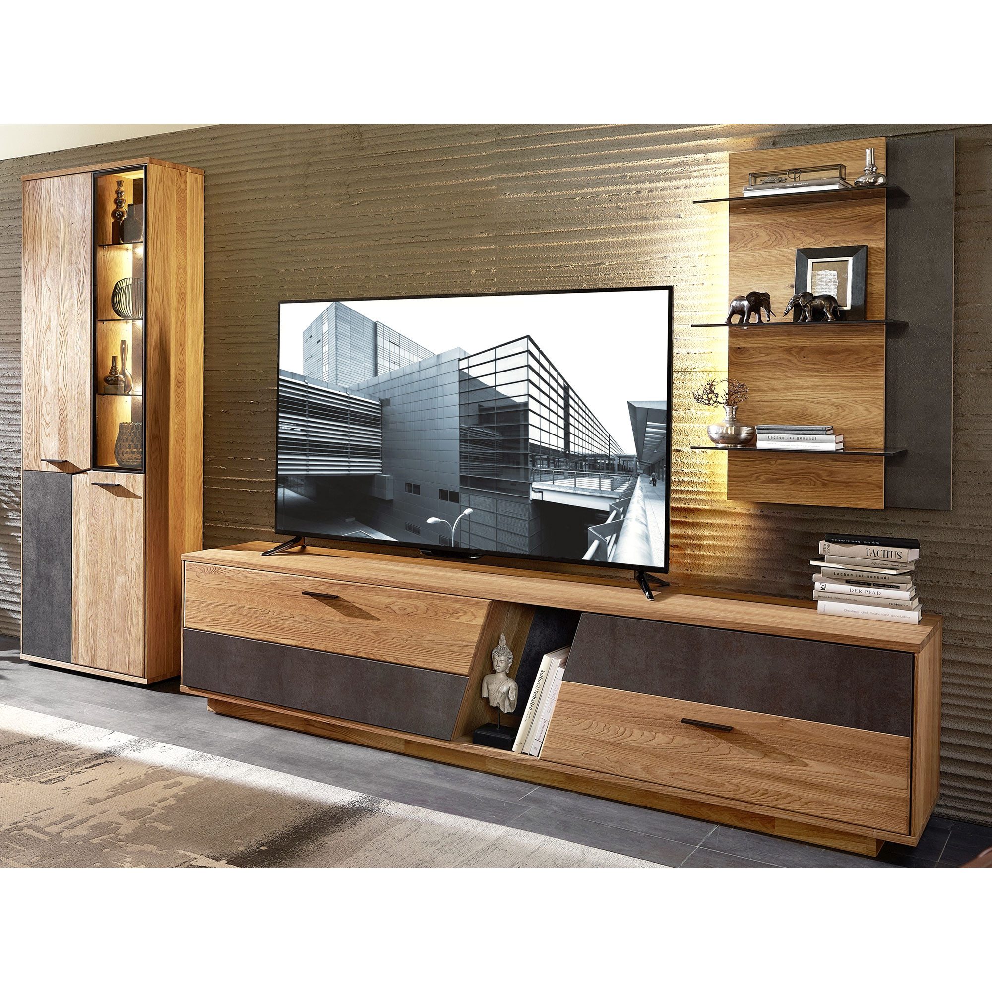 Expendio Wohnwand Gernot 26 Spar Set 3 St Wildeiche Massiv