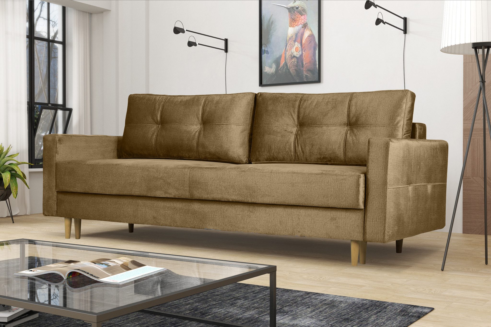 Kaiser Möbel Sofa Modernes Sofa Floro - 3-Sitzer mit Schlaffunktion
