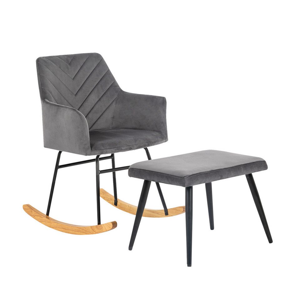 Ideasy Loungesessel Eleganter 84cm Hoher Grauer Schaukelstuhl Mit 43cm