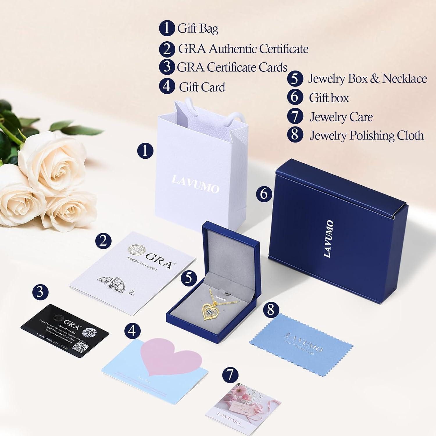 LuxusKollektion Herzkette Kette Moissanite Silber Doppelherz Anhänger ...
