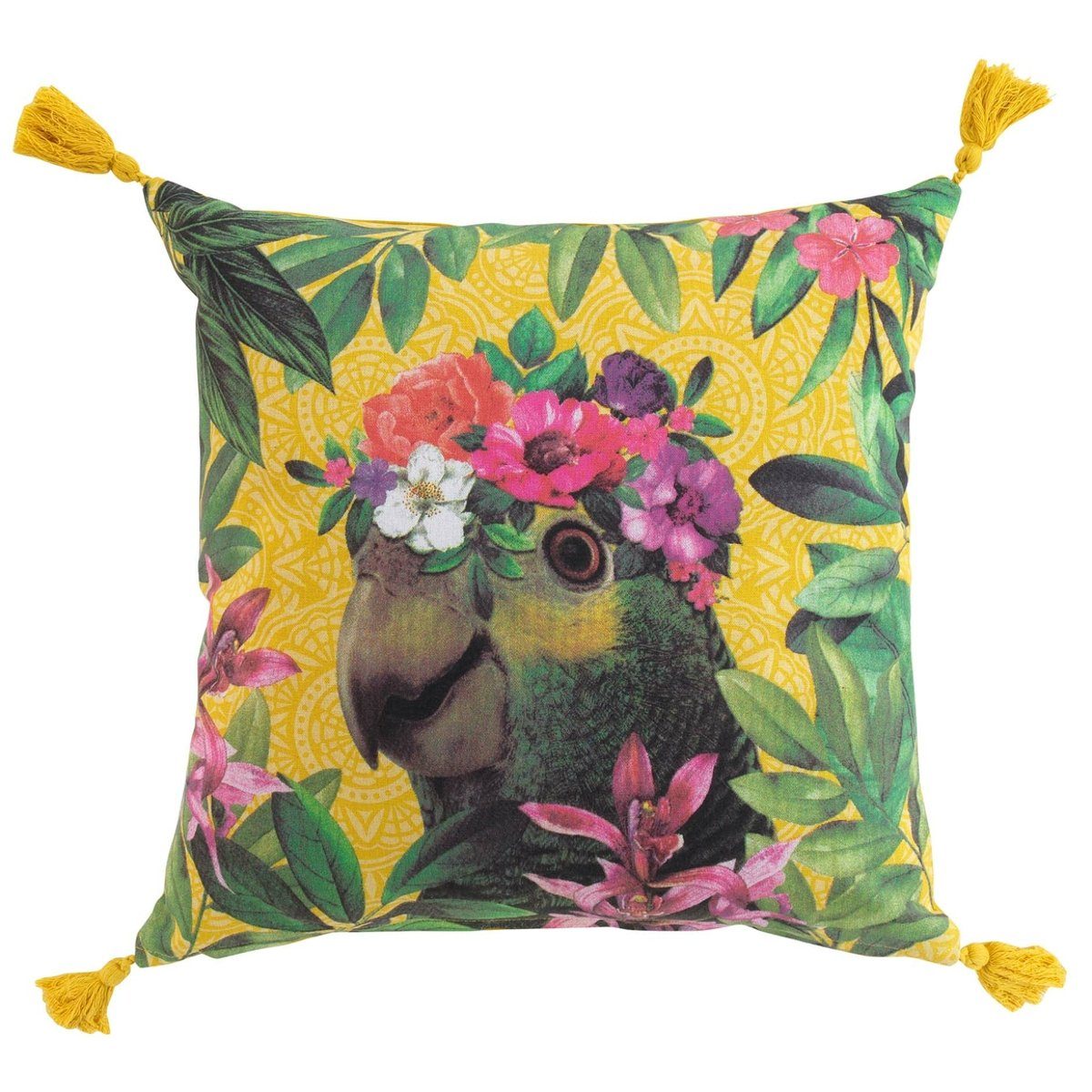 Macosa Home Dekokissen Deko Kissen Papagei 45 X 45 Cm Bunt Baumwolle