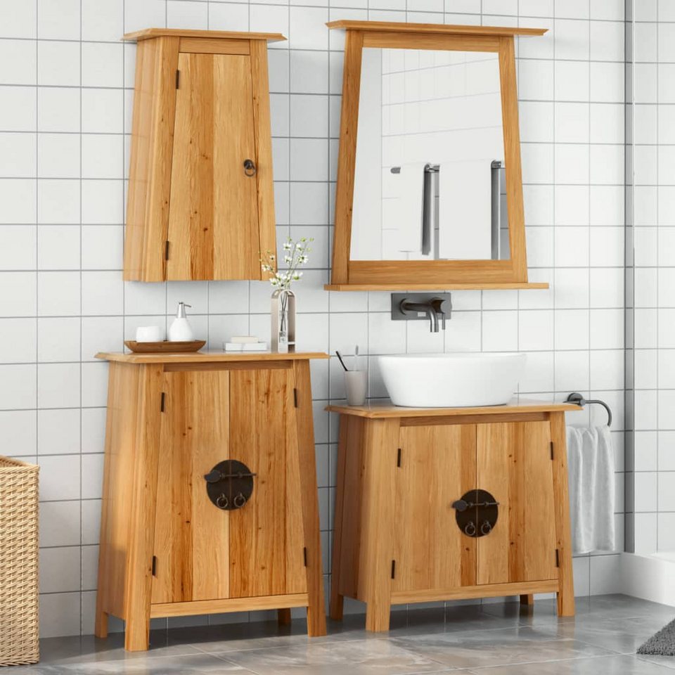 Vidaxl Badezimmer Set 3 Tlg Badmöbel Set Massivholz Kiefer 1 St