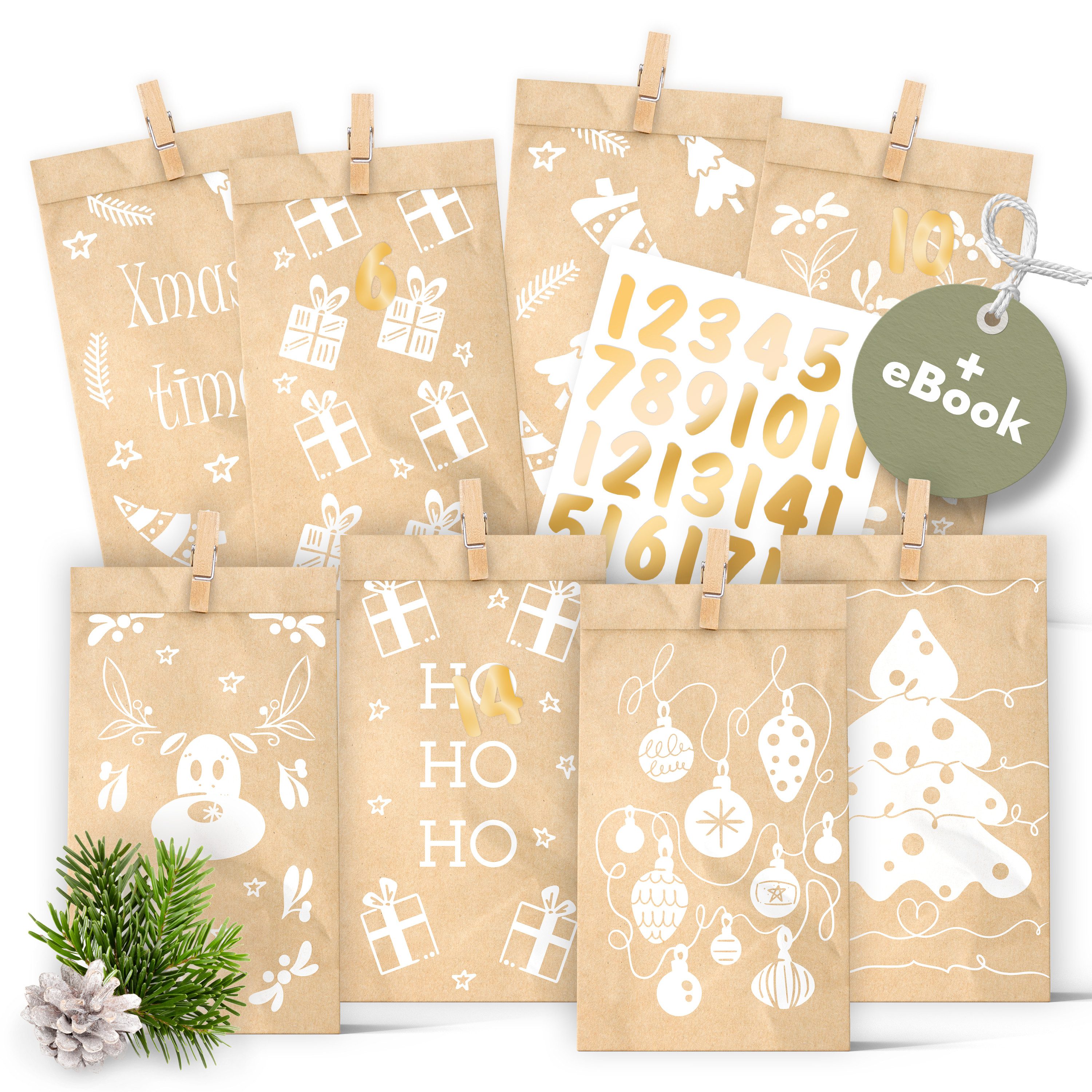 Amari DIY-Adventskalender AMARI® Adventskalender Tüten zum Befüllen mit ...