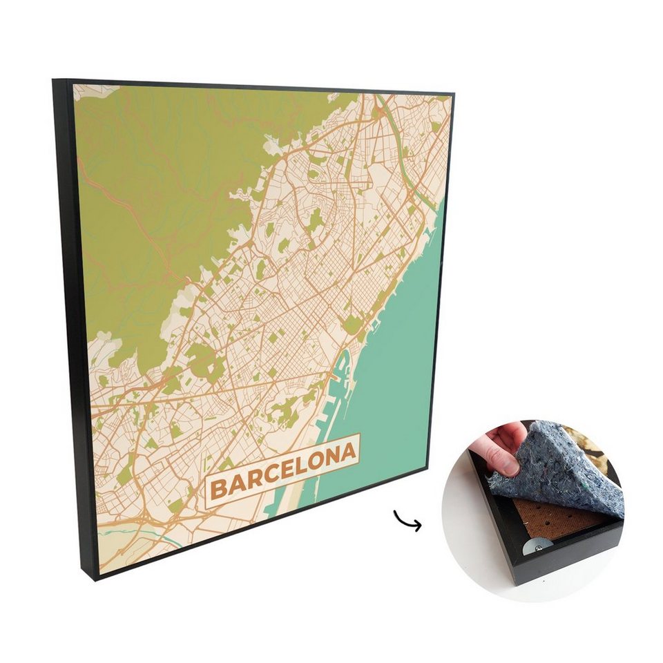Muchowow Akustikplatte Karte Barcelona Stadtplan Vintage 1 St