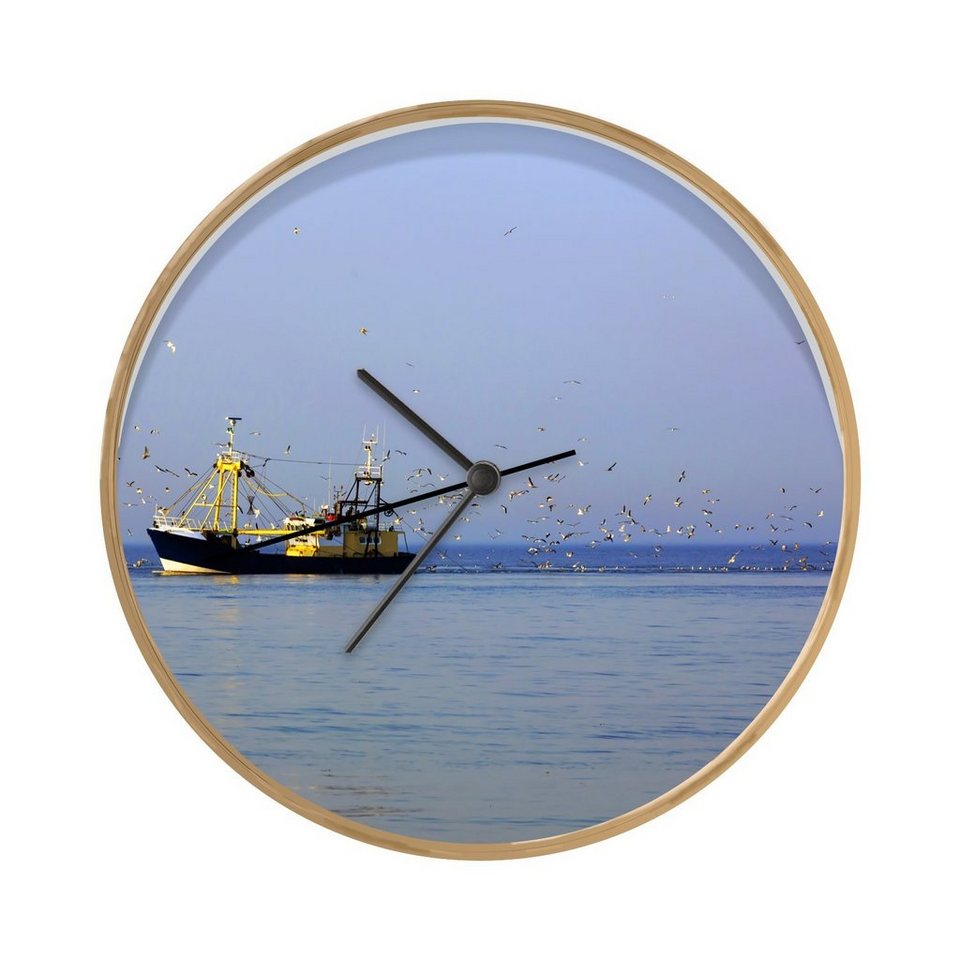 Muchowow Wanduhr Nordsee Fischerboot Vogel Uhrwerk Wohnzimmer