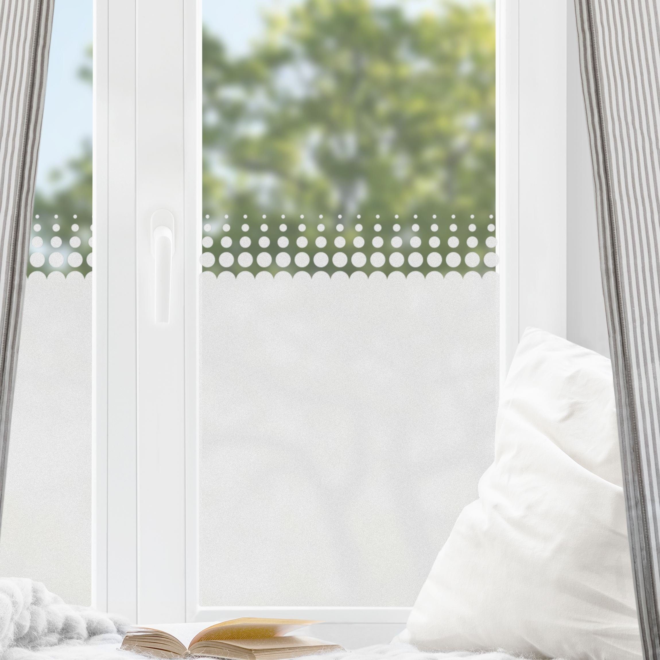 Fensterfolie statisch haftend Motiv Fensterdeko Punkte Bordüre Muster, Bilderdepot24, blickdicht ...