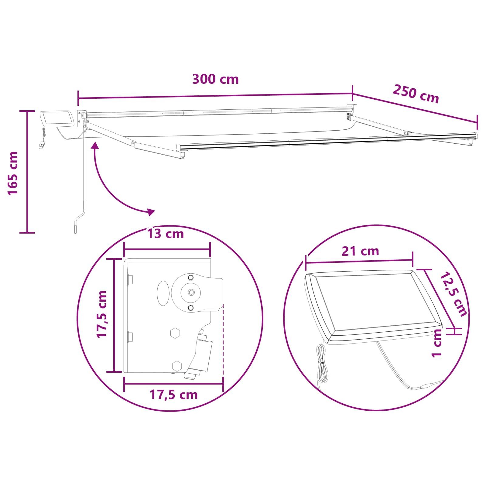 vidaXL Markise Manuelle Gelenkarmmarkise mit LEDs Taupe (1-St)