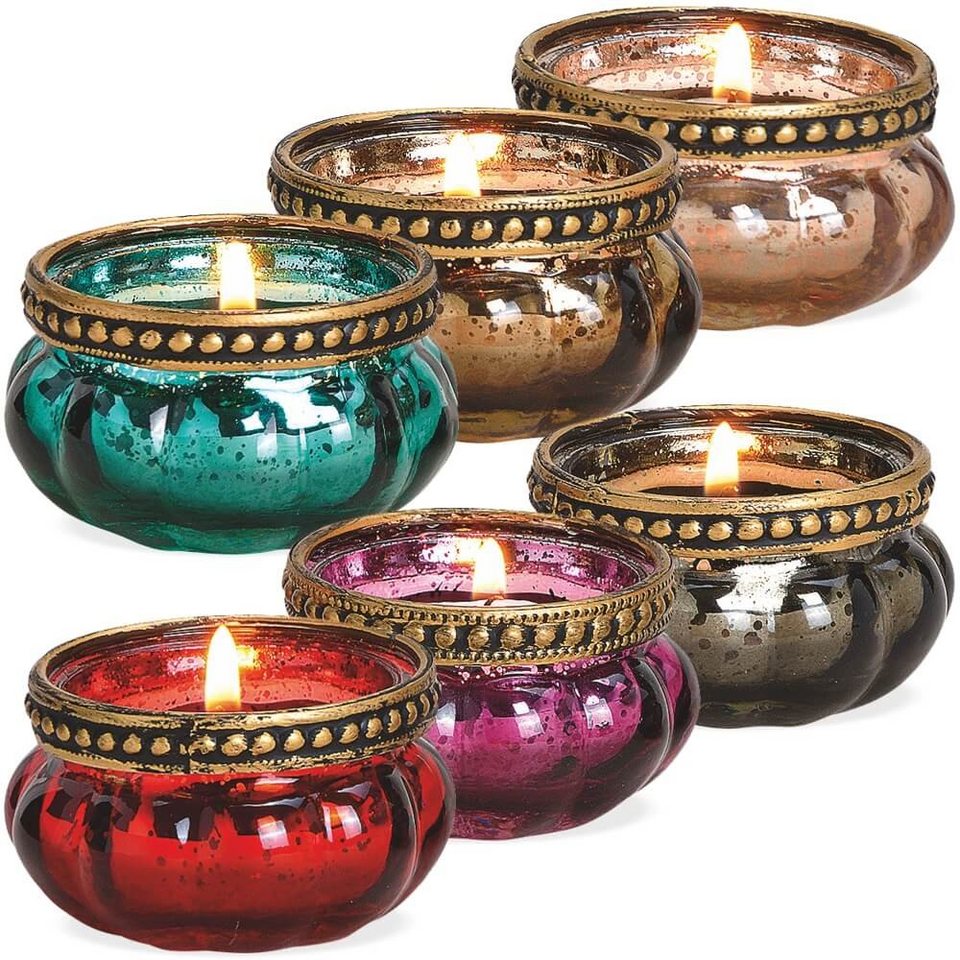 matches21 HOME & HOBBY Kerzenhalter Windlichter Orient 6er Set bunt Ø 6x3cm matches21 HOME & HOBBY Kerzenhalter Windlichter Orient 6er Set bunt Ø 6x3cm