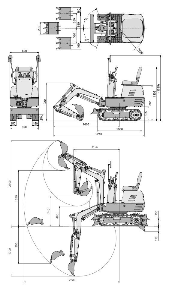 Scheppach Garten-Multifunktionsgerät IXES by Scheppach Mini-Bagger IX ...