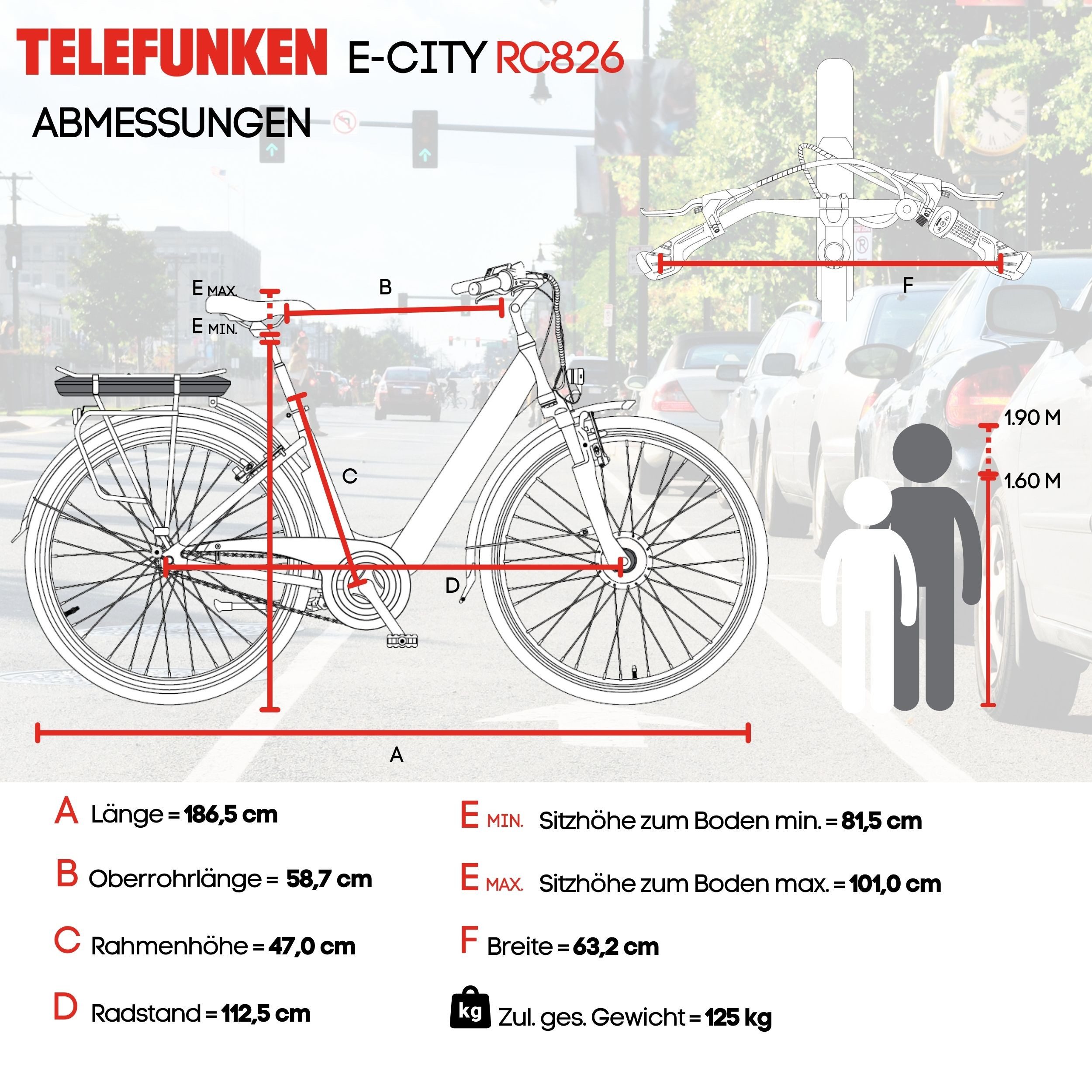 Telefunken E-Bike Cityrad Cityrad Multitalent RC826, 7 Gang Shimano ...