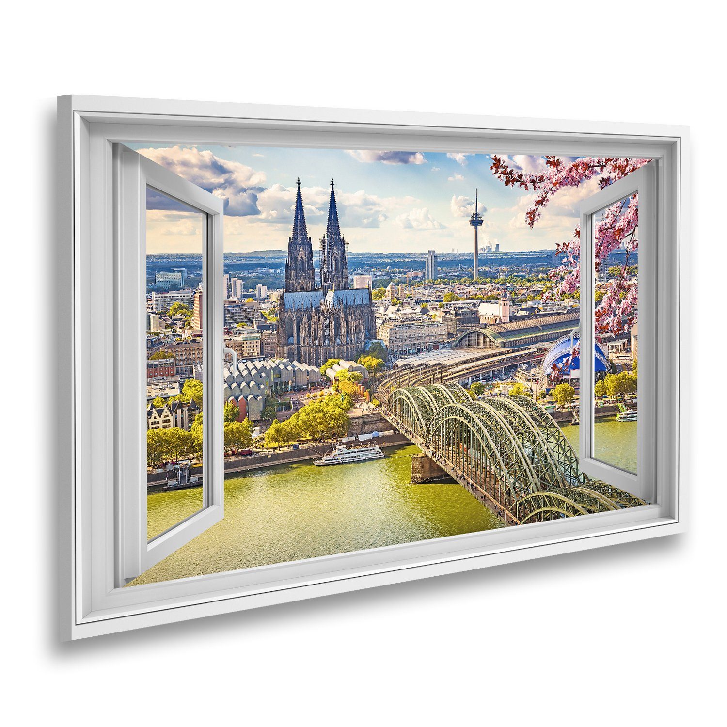 islandburner Leinwandbild »Fensterblick Luftaufnahme von Köln im Frühling Deutschland Sagenhafter«
