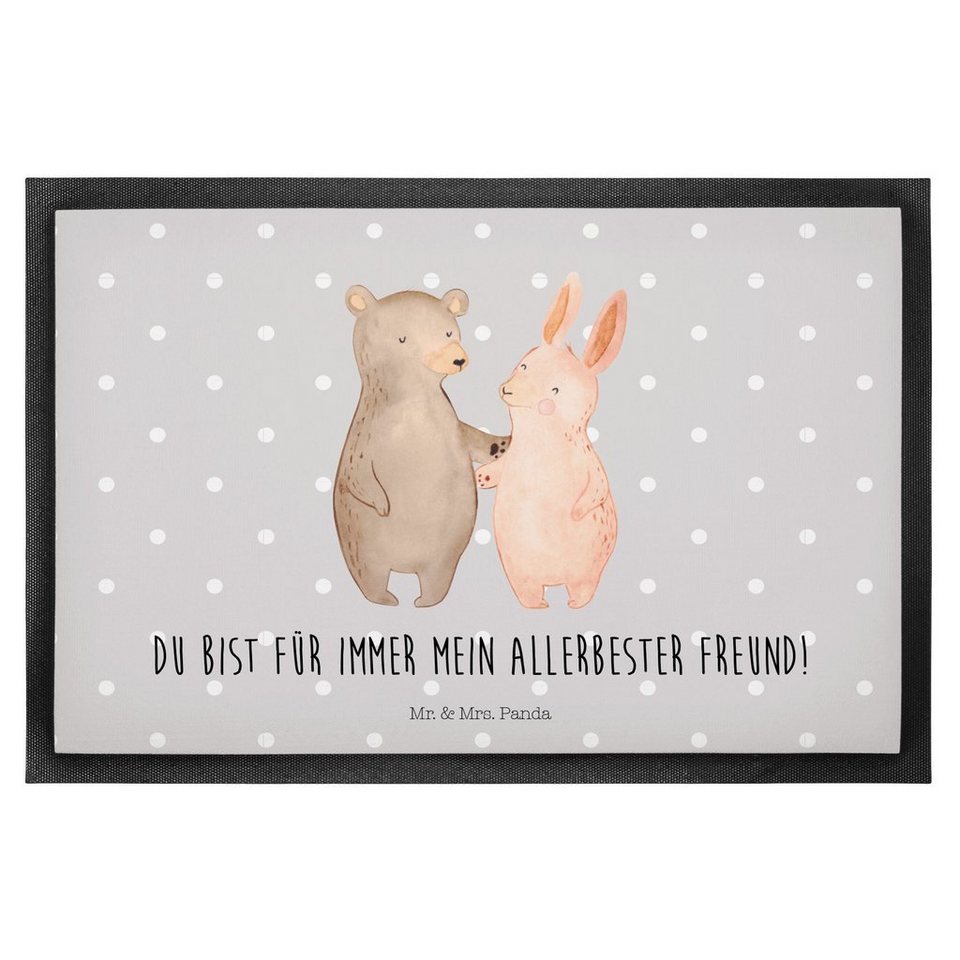 Fußmatte Bär Hase Umarmen Grau Pastell Geschenk Hocheitstag