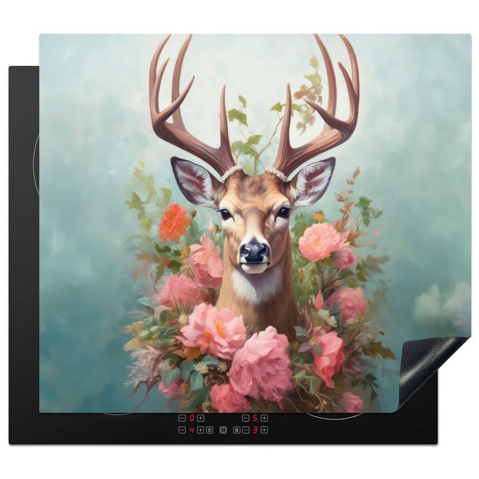 Muchowow Herdblende Abdeckplatte Hirsche Blumen Rosa Waldtiere
