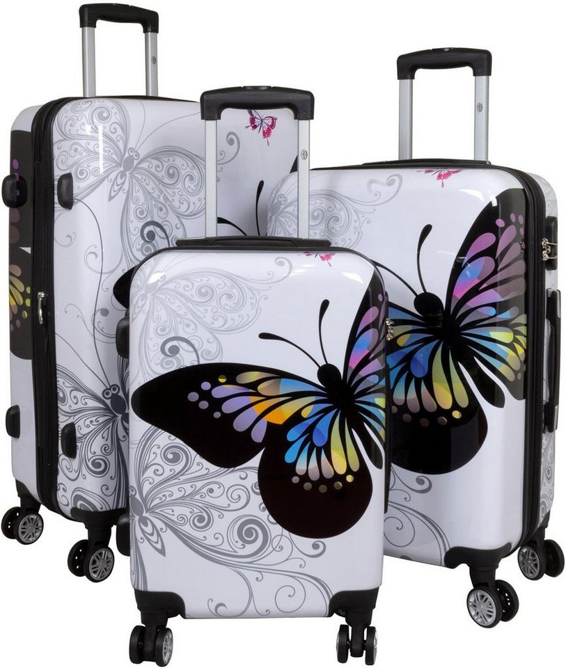 Warenhandel König Trolleyset Butterfly 4 Rollen Set 3 Tlg