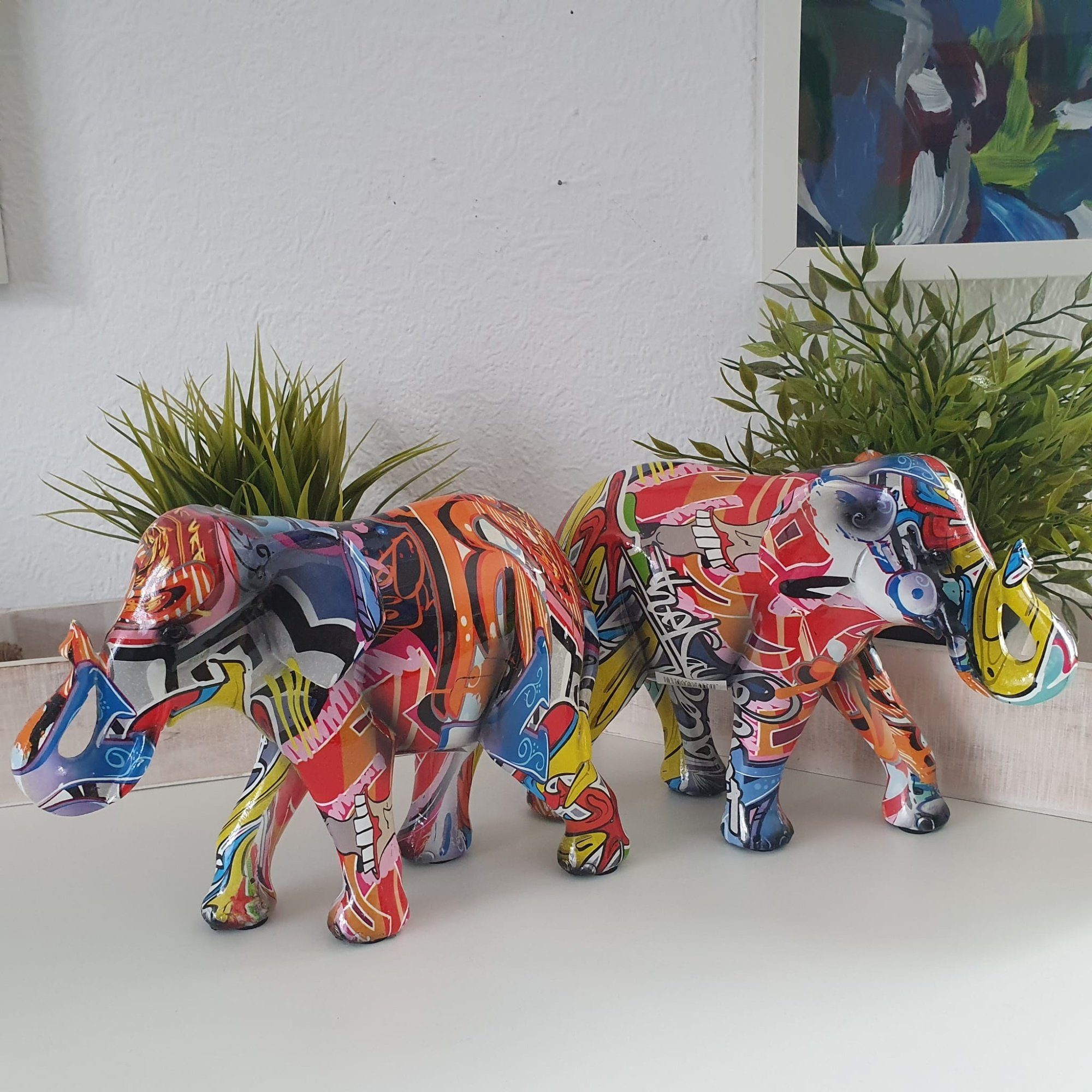 Aspinaworld Dekofigur Street Art Elefant Figur Im 2er Set Graffiti