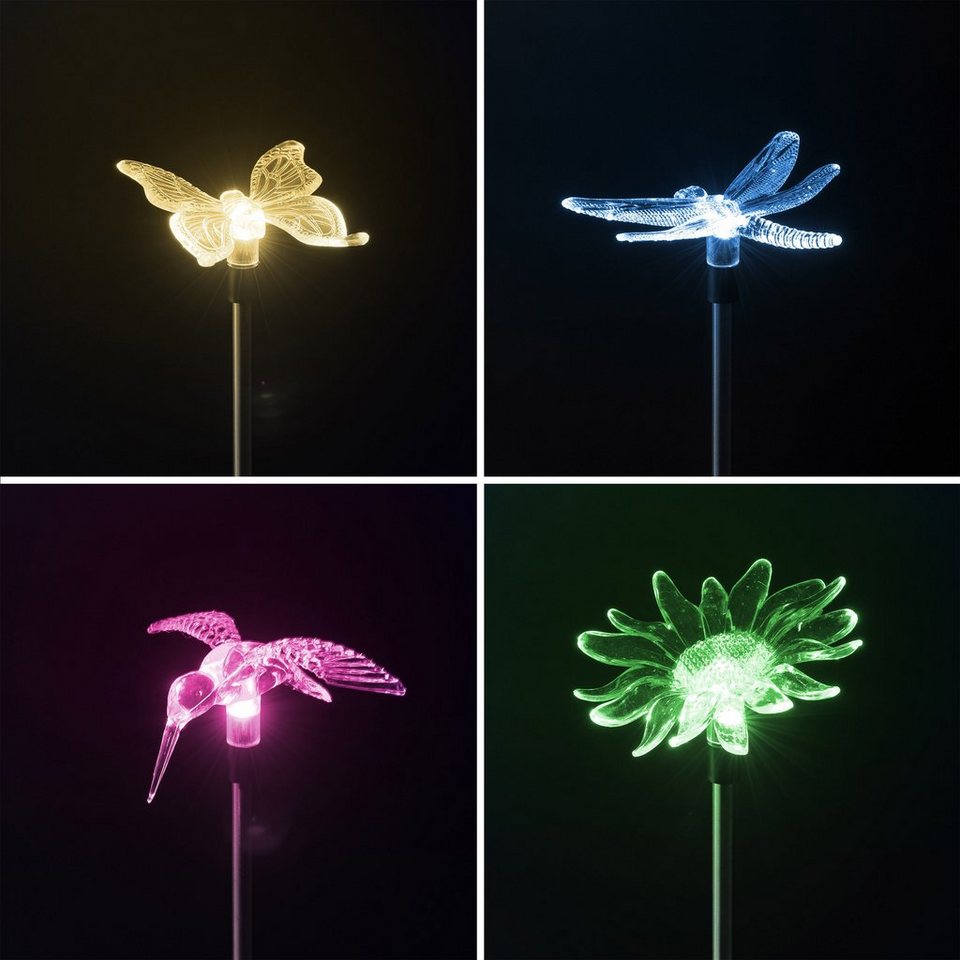 Bonetti Led Solarleuchte 4er Set Solar Gartenstecker Moderne