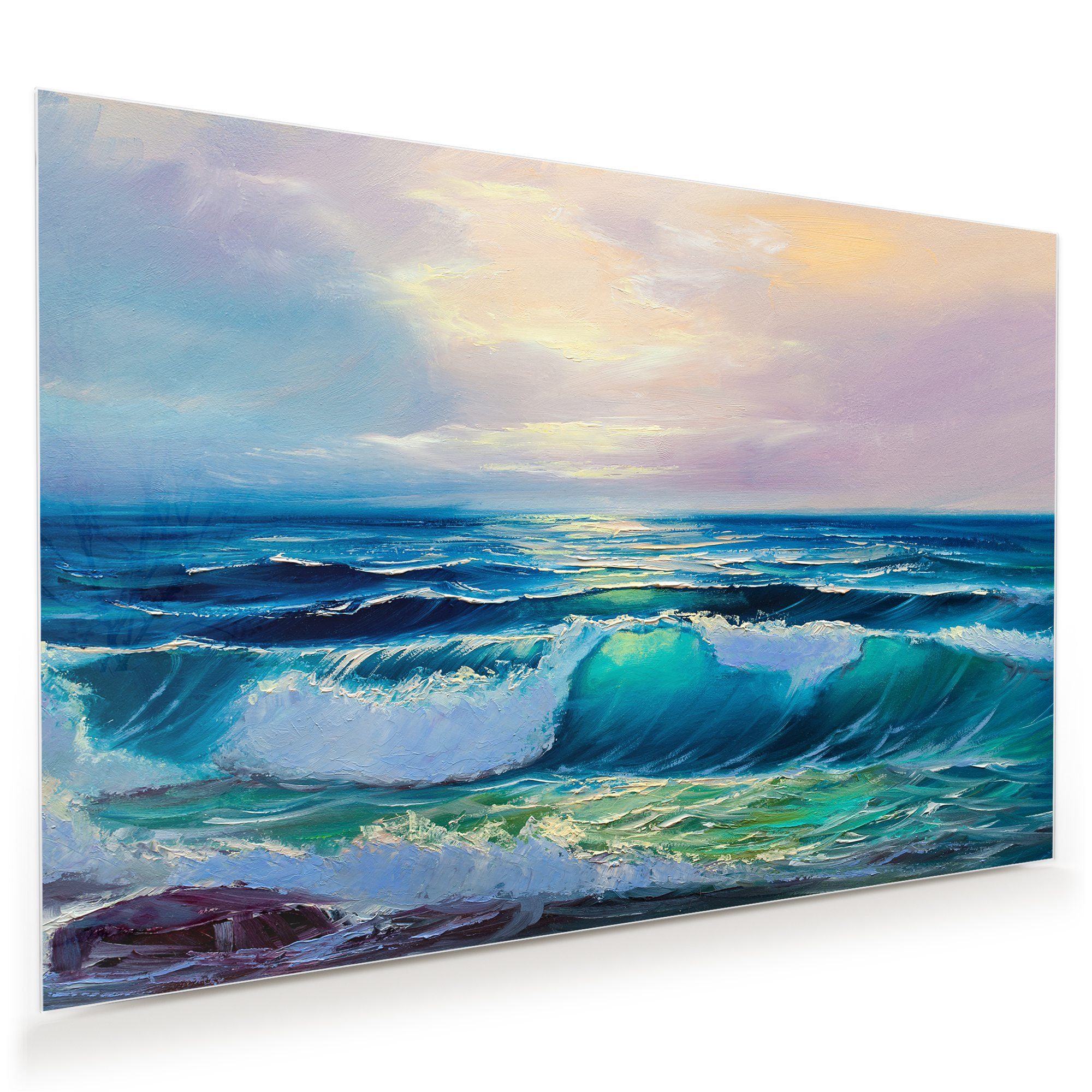 Primedeco Glasbild Wandbild Wildes Meer mit Aufhängung, Zeichnungen (21 verschiedene Größen, 1 ...