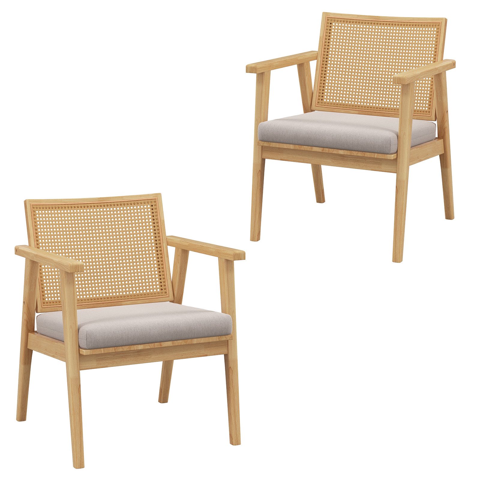 Komfotteu Relaxsessel 2er Set Akzentstuhl Mit Rattan Rückenlehne