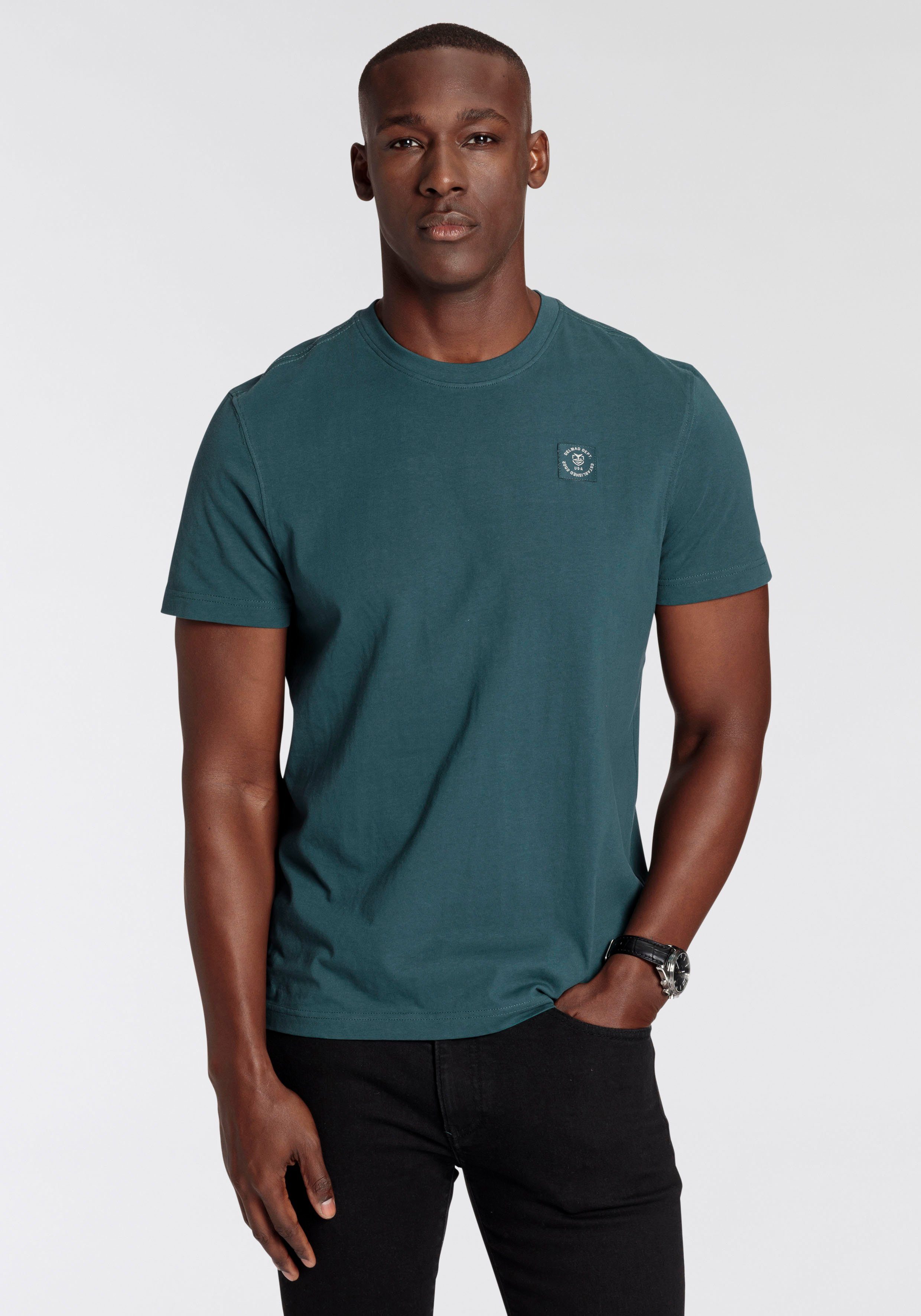 DELMAO Rundhalsshirt Kurzarm, Regular Fit, basic, aus 100% Baumwolle