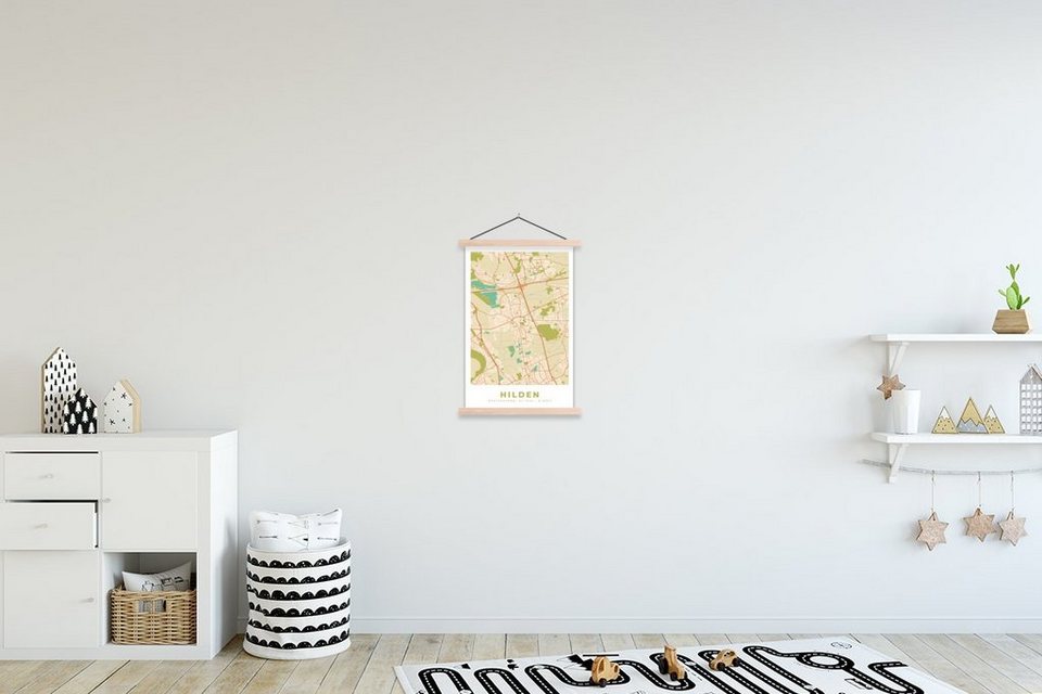Muchowow Poster Hilden Vintage Karte Stadtplan 1 St