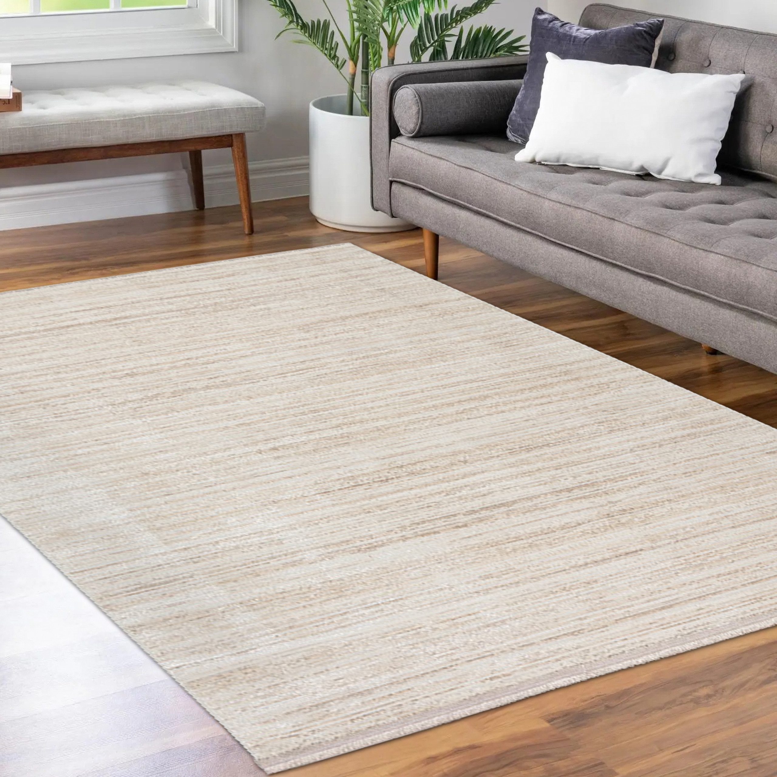 Teppich Moderner Gestreifter Teppich In Beige Teppichhome24