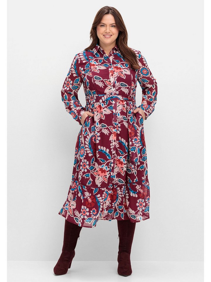 Sheego By Joe Browns Chiffonkleid Große Größen Mit Spitzendetails Und